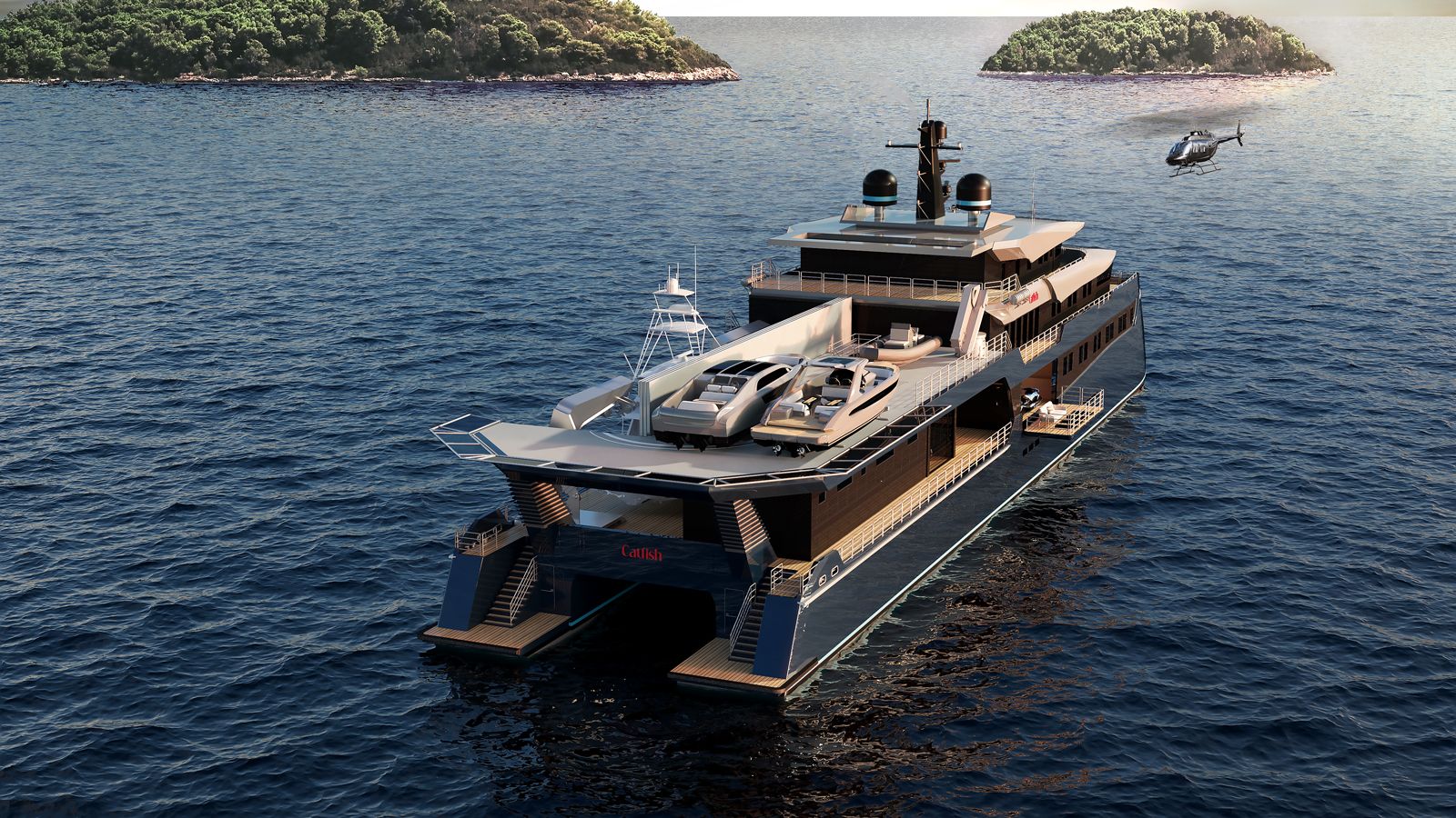 Shadowcat reveals 73m "adventure" catamaran concept Catfish